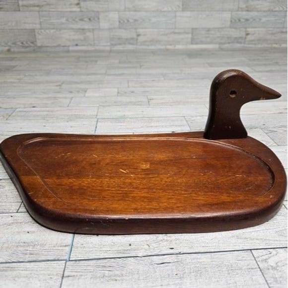 Accents | Vintage Solid Wood Duck Serving Tray Trinket Tray Cheese ...